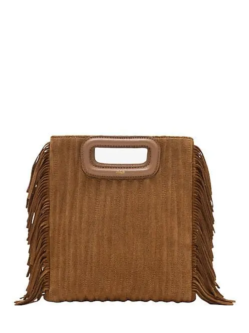 Maje M Quilted Suede Handbag - Camel