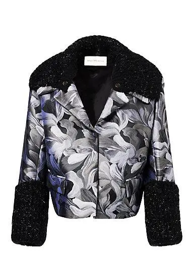 Dries Van Noten Floral Jacquard Woven Jacket - Black