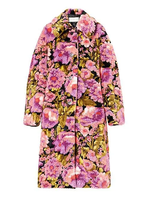 Dries Van Noten Long Teddy Woven Coat - Pink