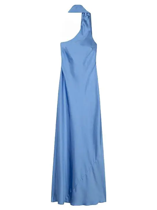 OMNES Satin One-shoulder Maxi Dress - Vista Blue