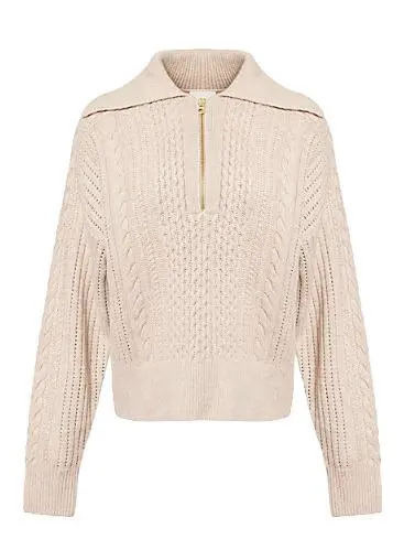 Varley Cable Half-zip Knit Jumper - Parchment
