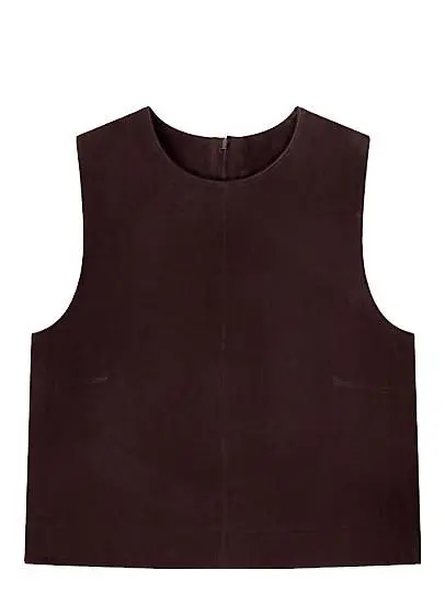 RO&ZO Sleeveless Cropped Suede Shell Top - Chocolate