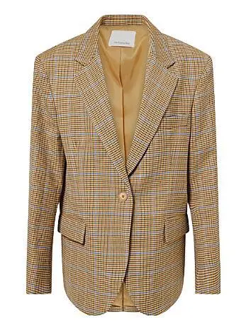 THE FRANKIE SHOP Lyra Oversized Woven Blazer - Camel