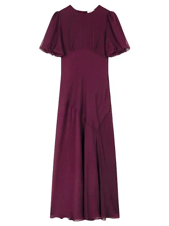 OMNES Nola Puff-sleeve Woven Maxi Dress - Merlot
