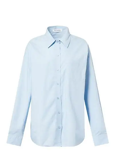 THE FRANKIE SHOP Oversized Cotton-poplin Shirt - Light Blue