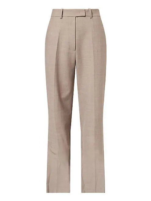 THE FRANKIE SHOP Brickell Wide-leg Woven Trousers - Taupe Melange