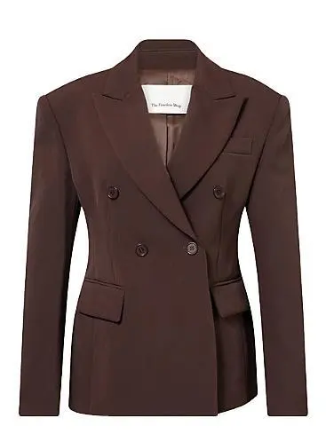 THE FRANKIE SHOP Woven Cinched Blazer - Brown
