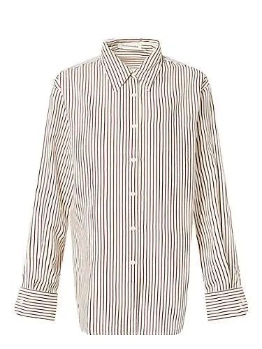 THE FRANKIE SHOP Striped Woven Shirt - Beige/brown