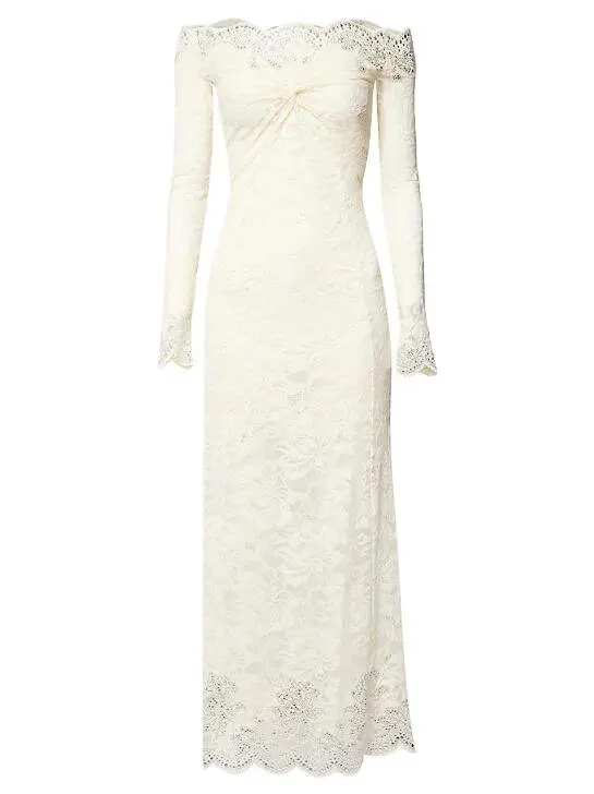 Rabanne Off-the-shoulder Lace Maxi Dress - Ivory