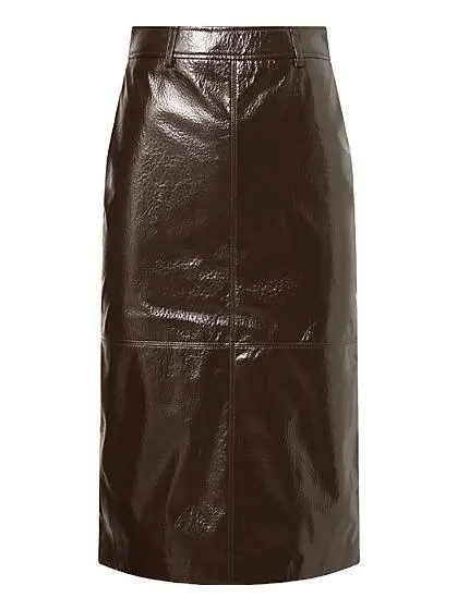 THE FRANKIE SHOP Faux-leather Midi Skirt - Brown