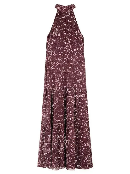 OMNES Romeo Polka-dot Chiffon Maxi Dress - Chocolate