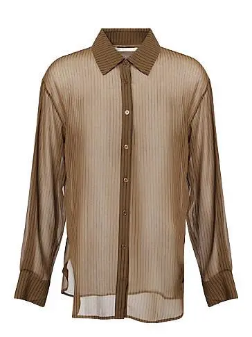 THE FRANKIE SHOP Striped Woven Shirt - Olive/black Stripe