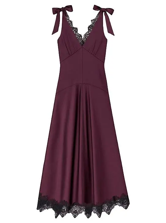 RO&ZO Woven Maxi Dress With Lace Trim - Berry