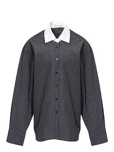 THE FRANKIE SHOP Hylan Checked Cotton-poplin Shirt - Dark Grey