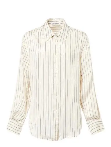 THE FRANKIE SHOP Striped Woven Shirt - Cream/navy Stripe
