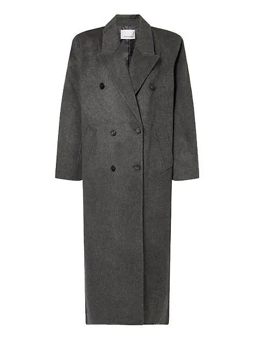 THE FRANKIE SHOP Gaia Double-breasted Wool-blend Coat - Dark Grey Melange
