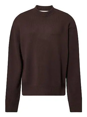 THE FRANKIE SHOP Wool And Cashmere Jumper With Padded Shoulders - Dark Brown
