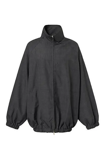 THE FRANKIE SHOP Woven Track Jacket With Plaid Pattern - Dark Grey
