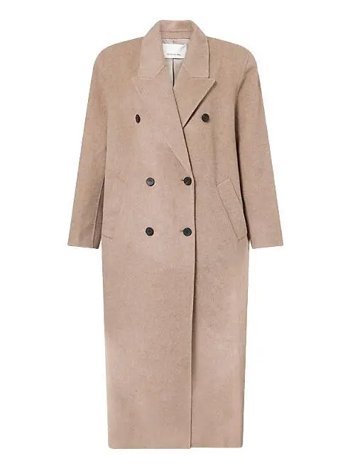 THE FRANKIE SHOP Gaia Double-breasted Wool-blend Coat - Taupe Melange