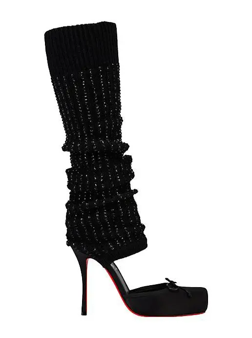 CHRISTIAN LOUBOUTIN Cassia Anmmac 100 Crepe Satin Heeled Courts - Black/lin Black