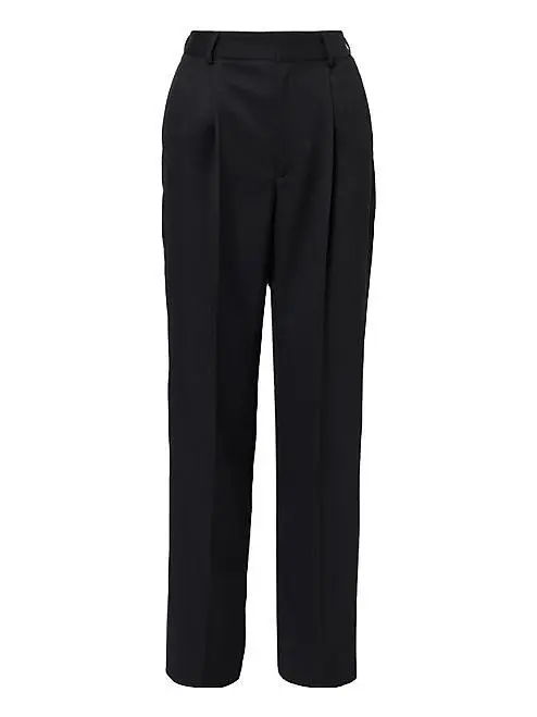 Victoria Beckham Straight-leg Woven Trousers With Satin Trim - Black