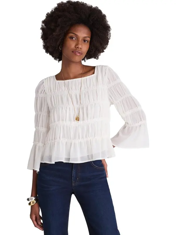 Madewell Squareneck Tiered Top - Winter White
