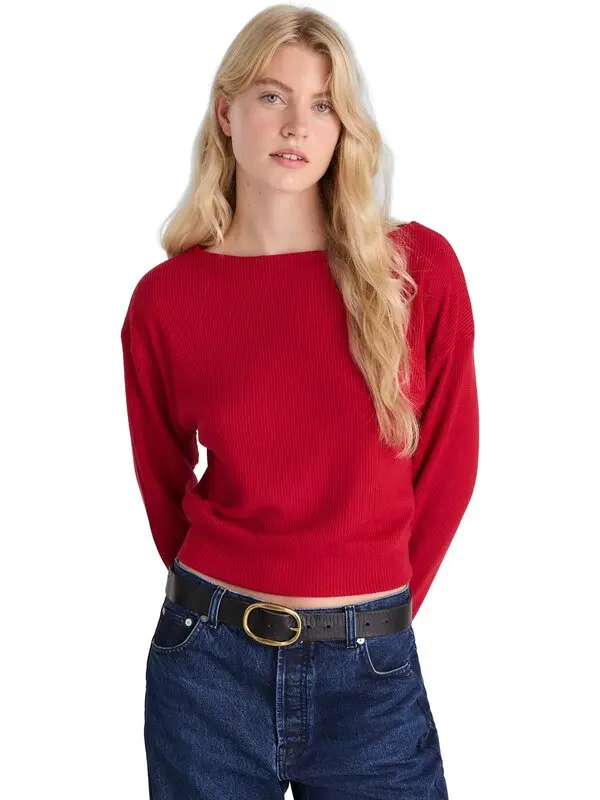 Madewell Rib-knit Boatneck Top - Crimson