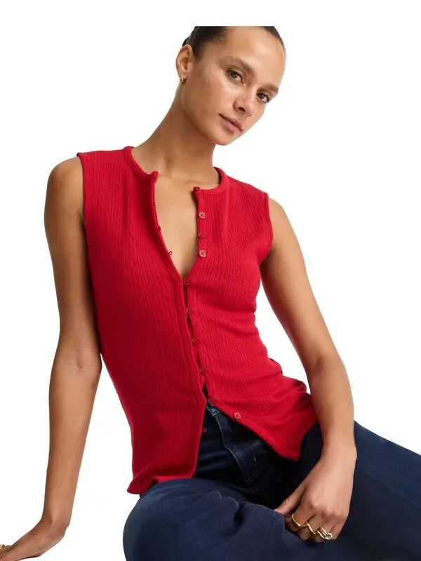 Madewell Pointelle Cutaway Vest - Crimson