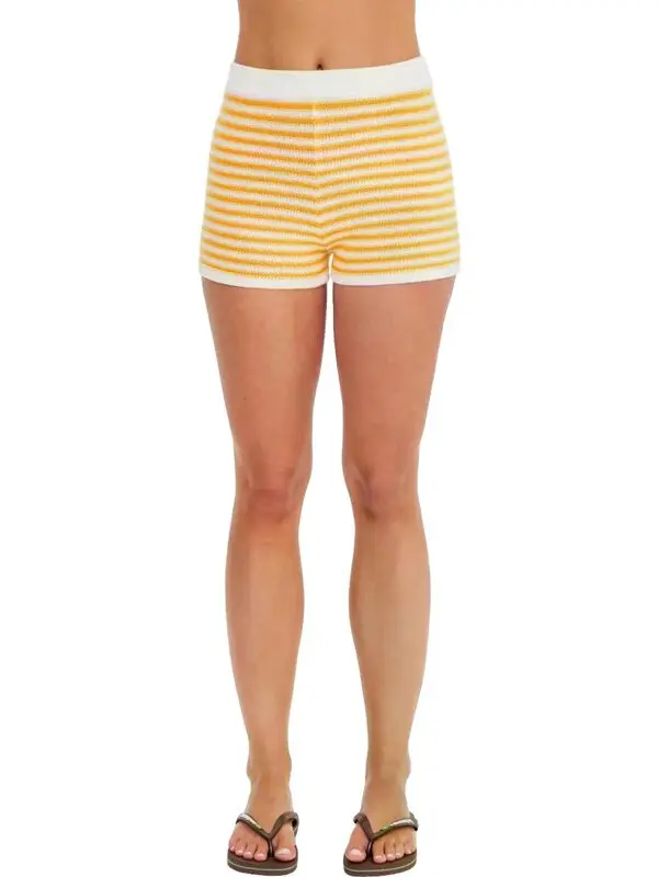 The Upside Daisy Aster Striped Knit Shorts - Yellow