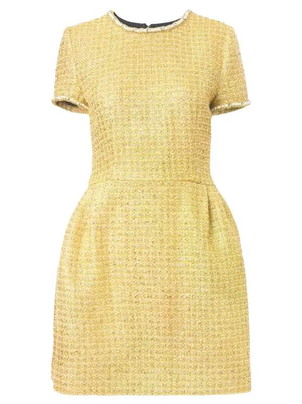 Carolina Herrera Embellished Tweed Mini Dress - Yellow