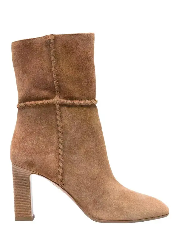 AQUAZZURA 85mm Braided Heeled Boots - Brown