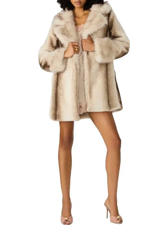 Steve Madden Carmelina Faux Fur Coat - Beige Multi