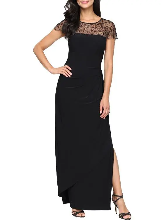 Alex Evenings Embellished Jersey Evening Gown - Black