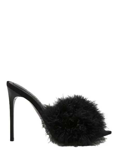 Steve Madden Ashbey Feathered Sandals - Black