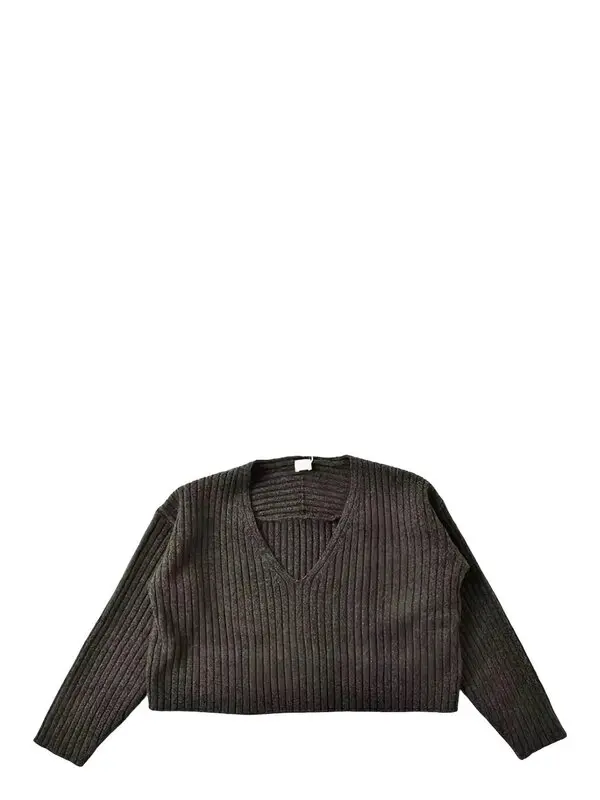 C.T.PLAGE Ribbed V-neck Sweater - Brown
