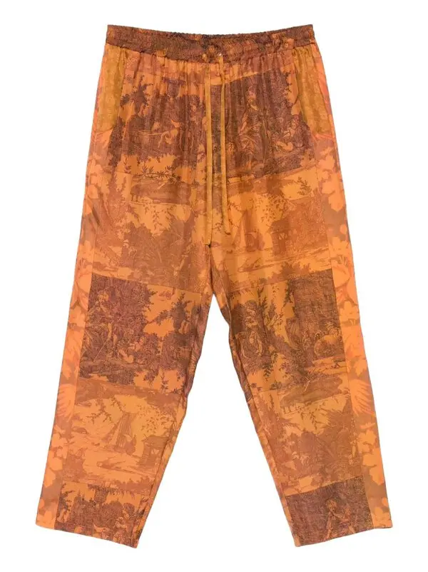 PIERRE-LOUIS MASCIA Patchwork Printed Trousers - Orange