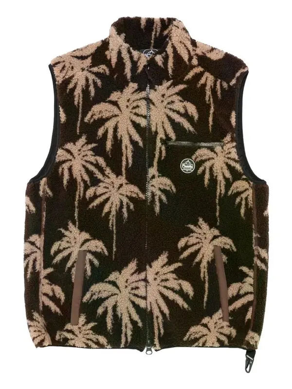 MAUNA KEA Palm-print Zip-front Gilet - Brown