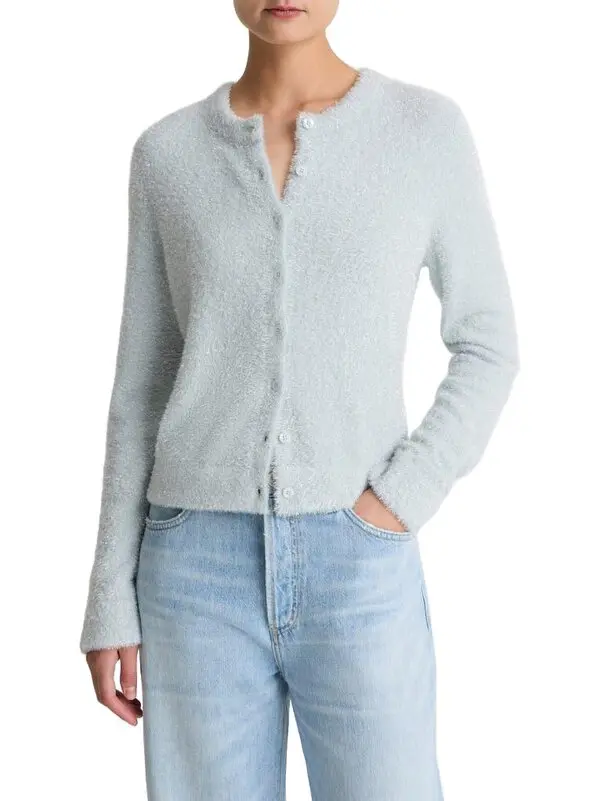 Vince Metallic Eyelash Knit Cardigan - Glacier