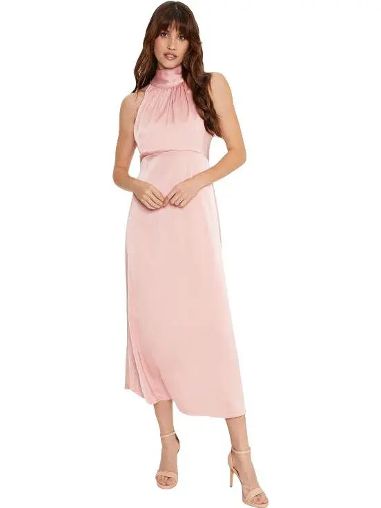 OASIS Satin Halter Neck Midi Dress - Blush