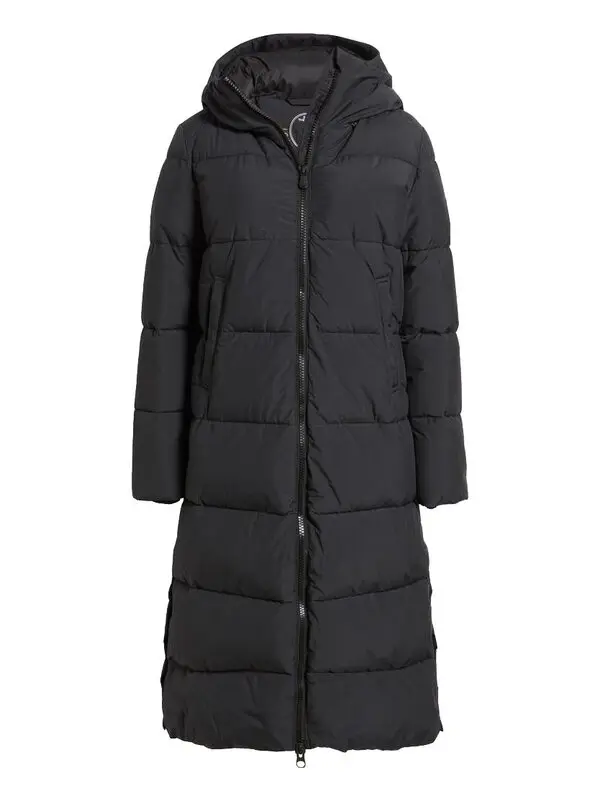 SAVE THE DUCK Quilted Longline Coat - Black