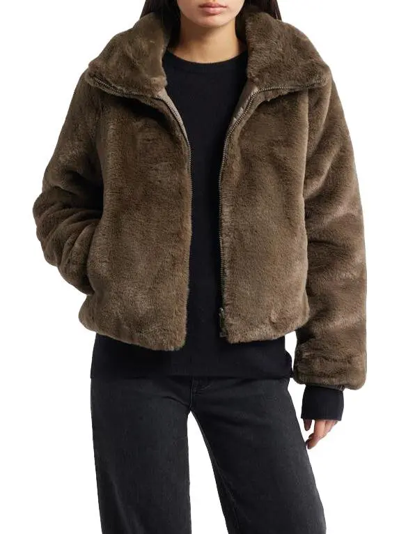 SAVE THE DUCK Jeon Reversible Faux Fur Jacket - Mud