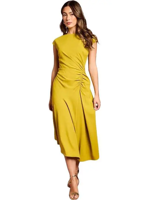 Coast Drape Side Cap Sleeve Midi Dress - Chartreuse