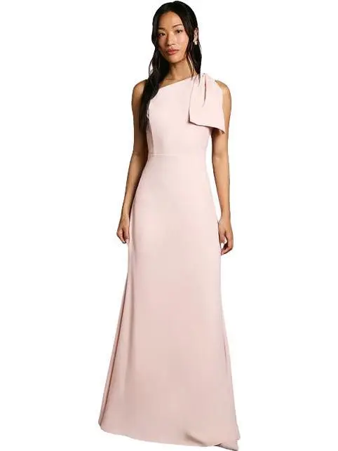 Coast One Shoulder Maxi Dress With Bow Detail - Blush