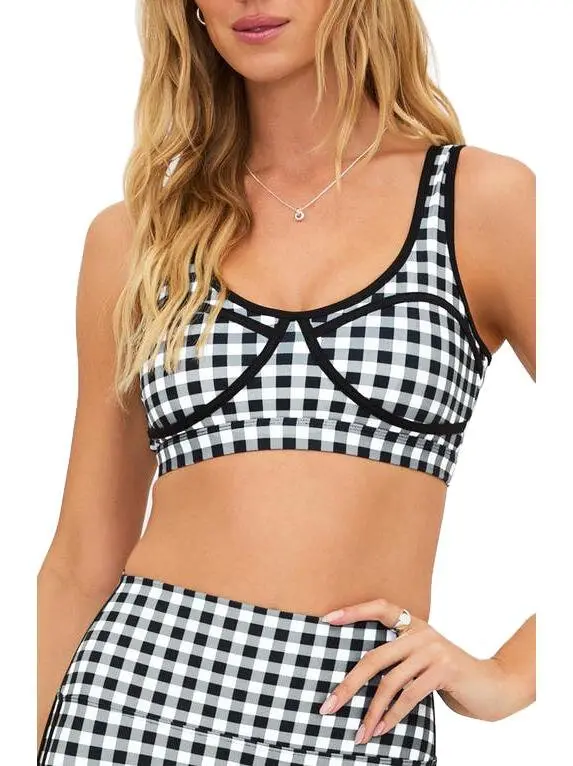 Beach Riot Olympia Cutout Sports Bra - Slate Gingham