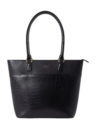OSPREY LONDON Kellie Leather Tote Bag - Black