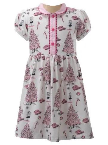 RACHEL RILEY Eloise Christmas Tree Button-front Dress - Pink