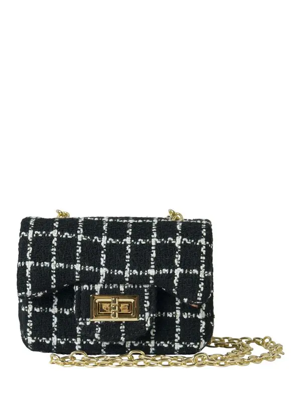 RACHEL RILEY Tweed Cross Body Bag With Chain Strap - Black
