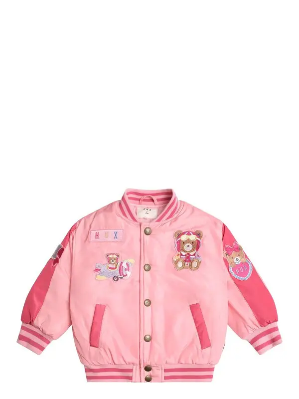 HUXBABY Varsity Bomber Jacket - Apricot/cherry