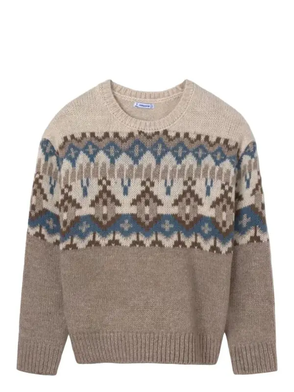 MAYORAL Fair Isle Long-sleeve Sweater - Beige