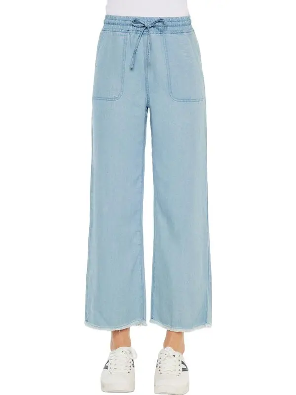 KANCAN High-rise Cropped Wide-leg Jeans - Light Wash